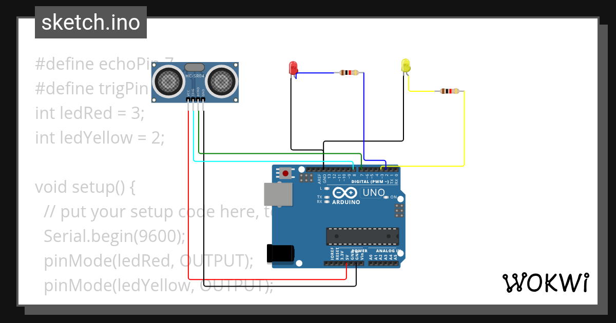 Hana 3 (ultra sonic) - Wokwi ESP32, STM32, Arduino Simulator