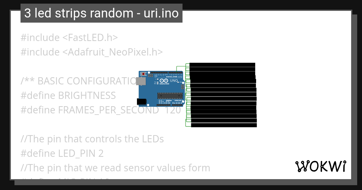 3 led strips random - uri.ino - Wokwi Arduino and ESP32 Simulator