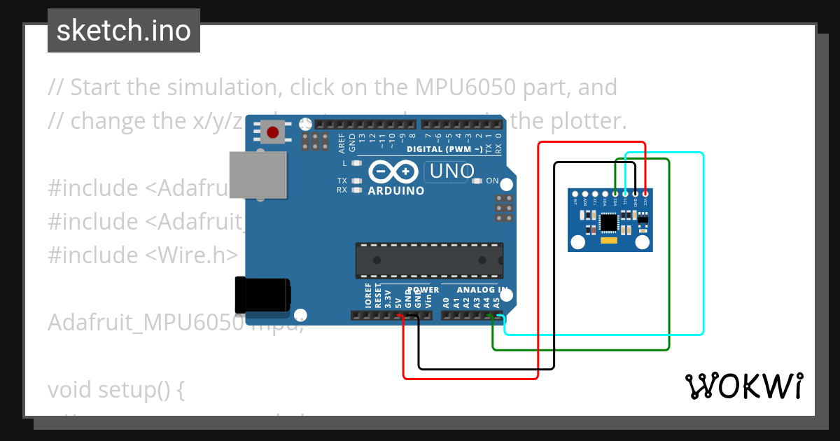 Accelerometer sensor - Wokwi ESP32, STM32, Arduino Simulator