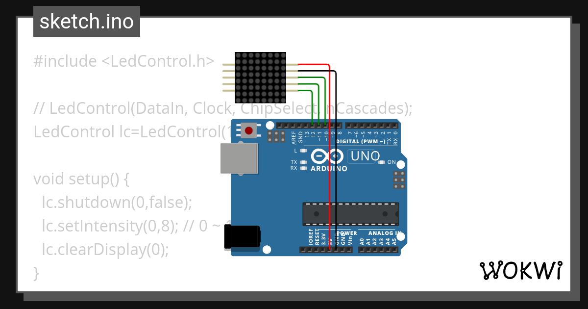 LED8x8 Matrix Domino - Wokwi ESP32, STM32, Arduino Simulator