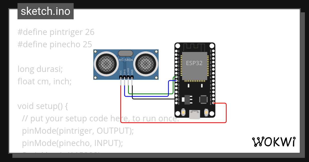Sensor Jarak Ultrasonik Wokwi Esp32 Stm32 Arduino Simulator