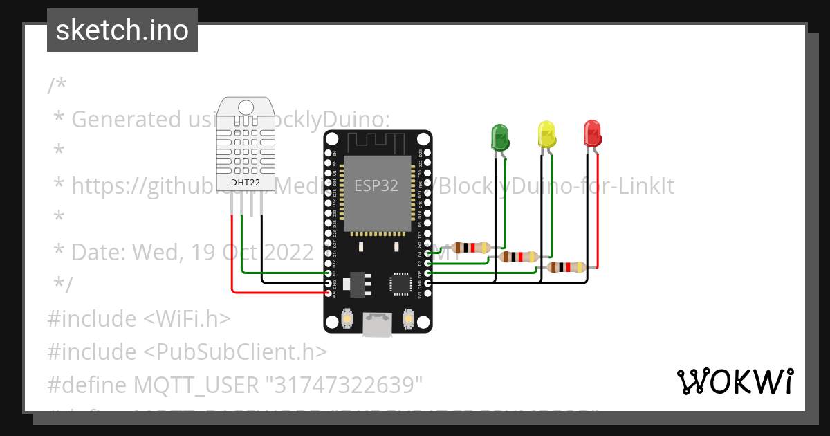 MQTT-DHT22 - Wokwi ESP32, STM32, Arduino Simulator