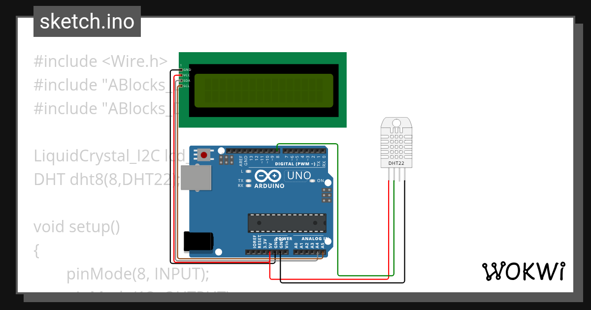 Display with DHT-22 - Wokwi ESP32, STM32, Arduino Simulator