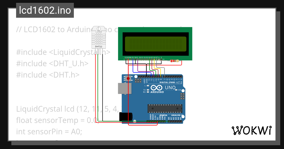 lcd1602.ino - Wokwi ESP32, STM32, Arduino Simulator