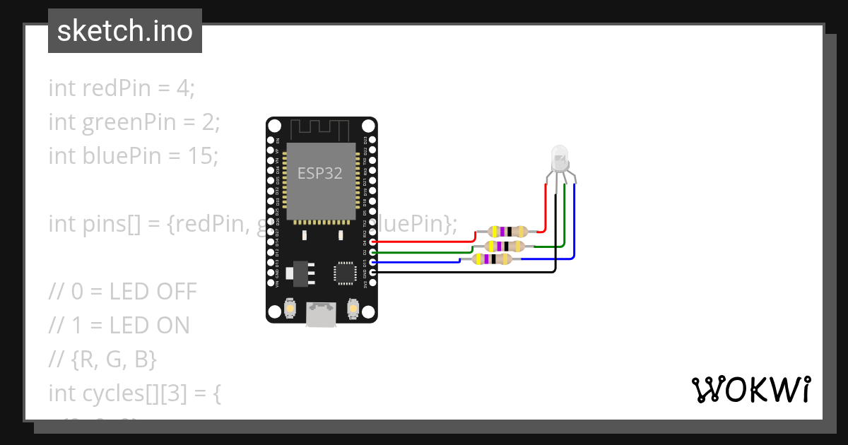 LED Cycle 4 lignes - Wokwi ESP32, STM32, Arduino Simulator