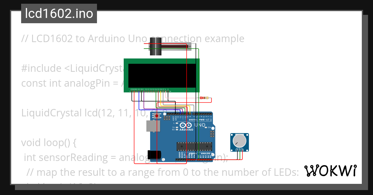lcd1602.ino - Wokwi ESP32, STM32, Arduino Simulator