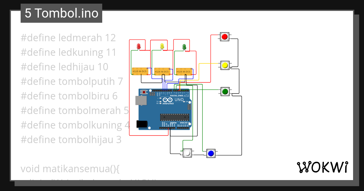 5 Tombol.ino - Wokwi ESP32, STM32, Arduino Simulator