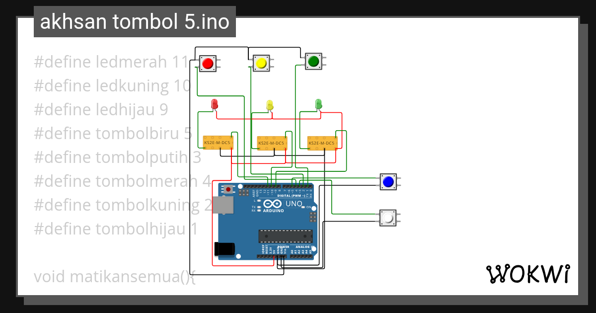 akhsan tombol 5.ino copy - Wokwi ESP32, STM32, Arduino Simulator