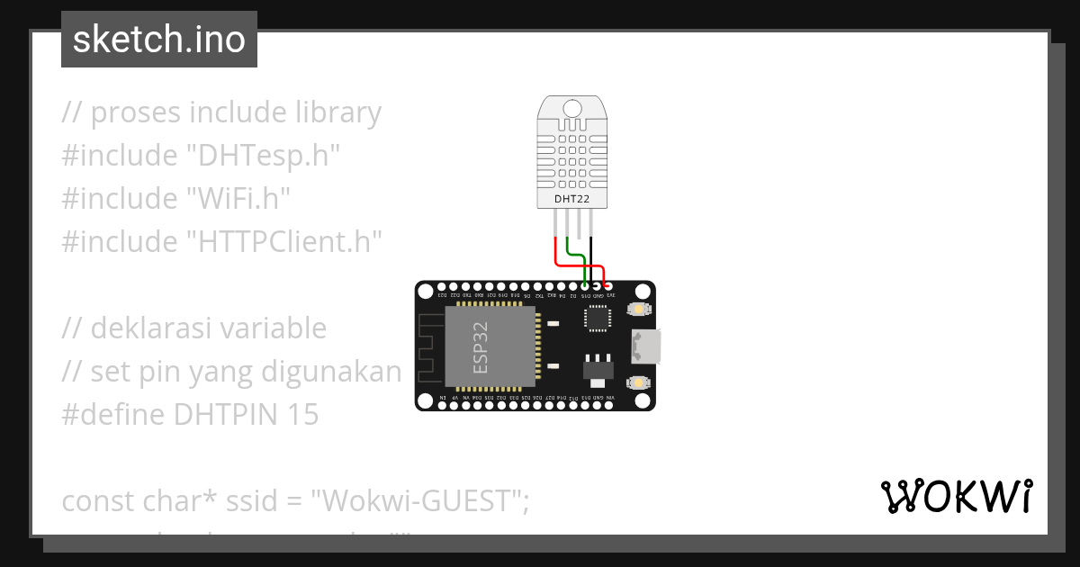Mengirim data ke Antares.ino - Wokwi ESP32, STM32, Arduino Simulator