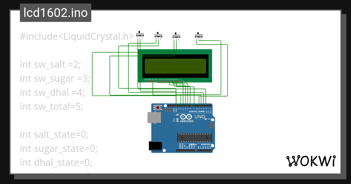 lcd1602.ino - Wokwi ESP32, STM32, Arduino Simulator