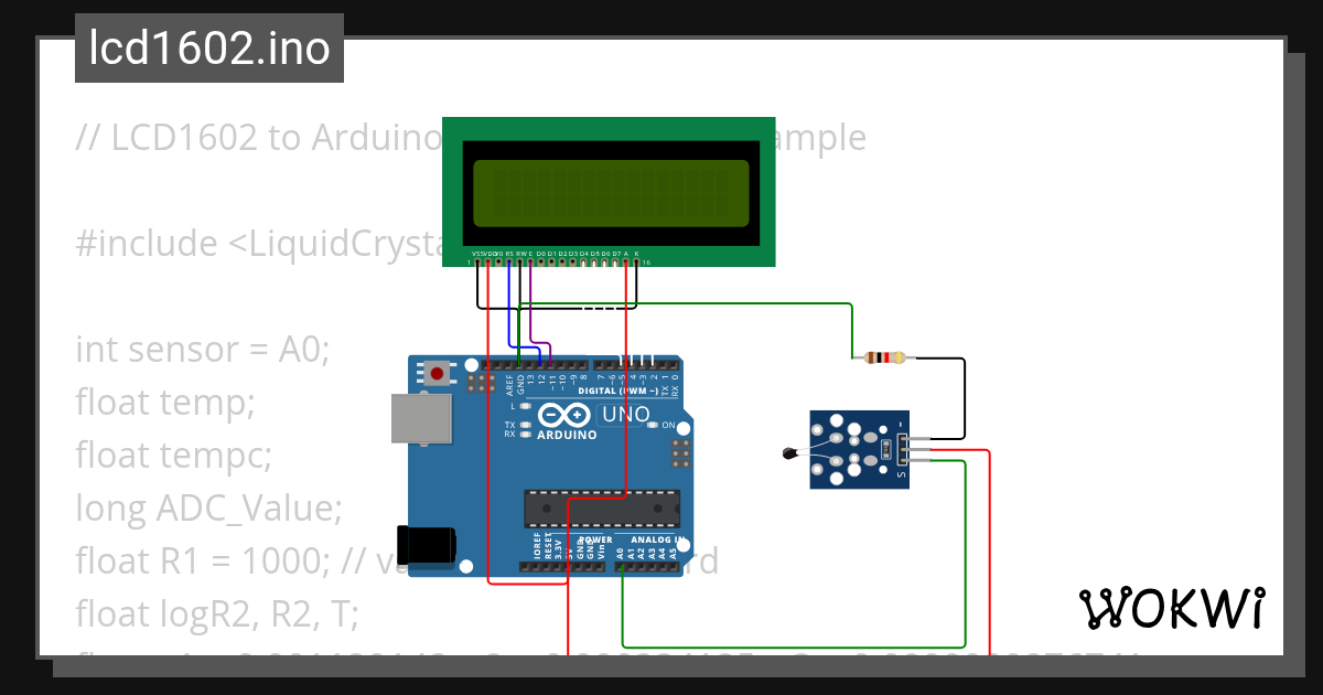 lcd1602.ino - Wokwi ESP32, STM32, Arduino Simulator