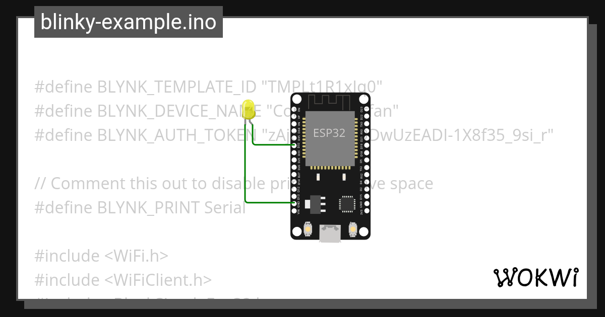 CONTROL LED ESP32 BLYNK BASIC - 1 - Wokwi ESP32, STM32, Arduino Simulator