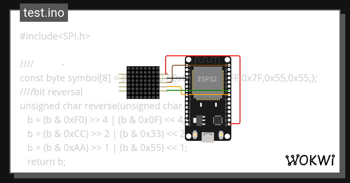 8*8 LED - Wokwi Arduino and ESP32 Simulator