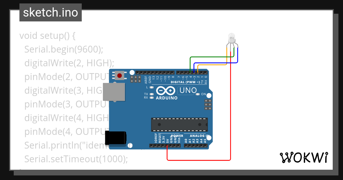 serial read RGB dioda - Wokwi ESP32, STM32, Arduino Simulator