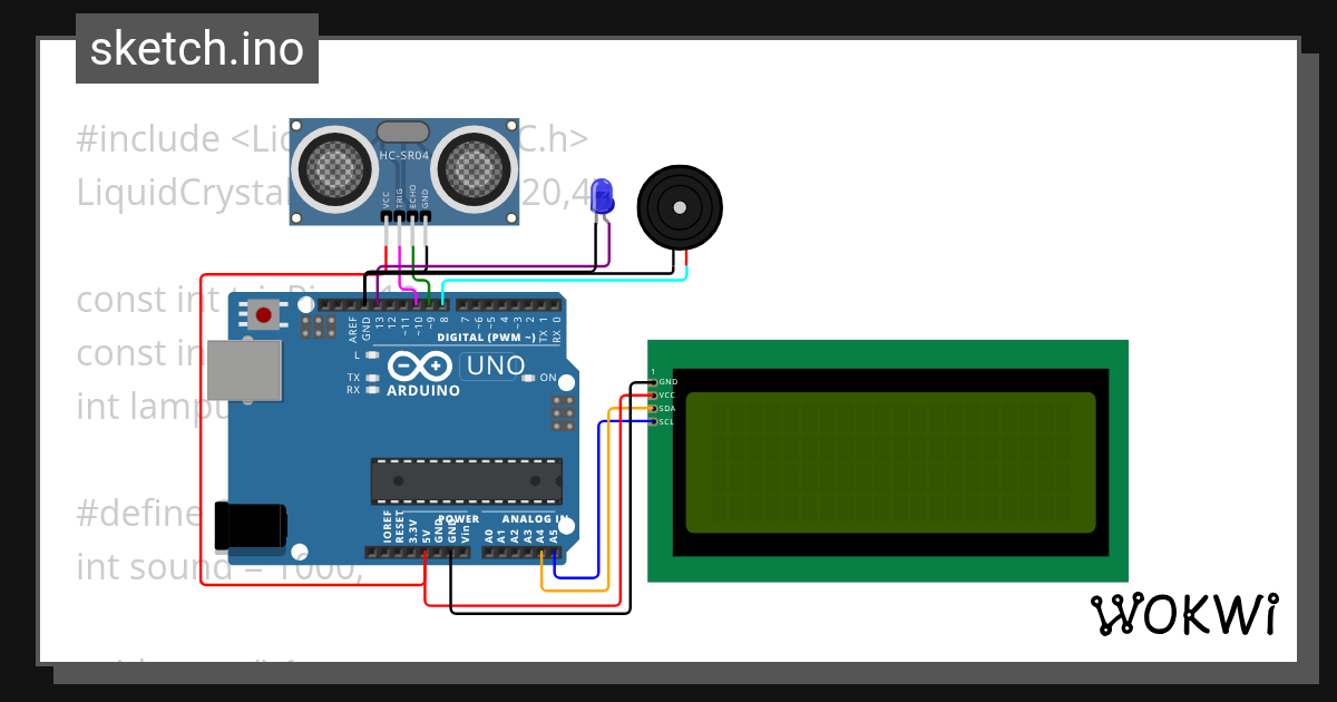 Deteksi Penghitung Jarak - Wokwi ESP32, STM32, Arduino Simulator