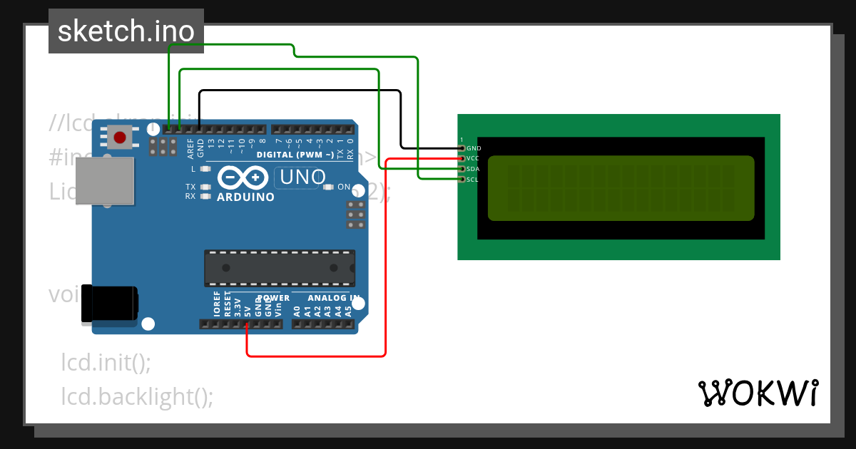 lcd ekran i2c modülü - Wokwi ESP32, STM32, Arduino Simulator