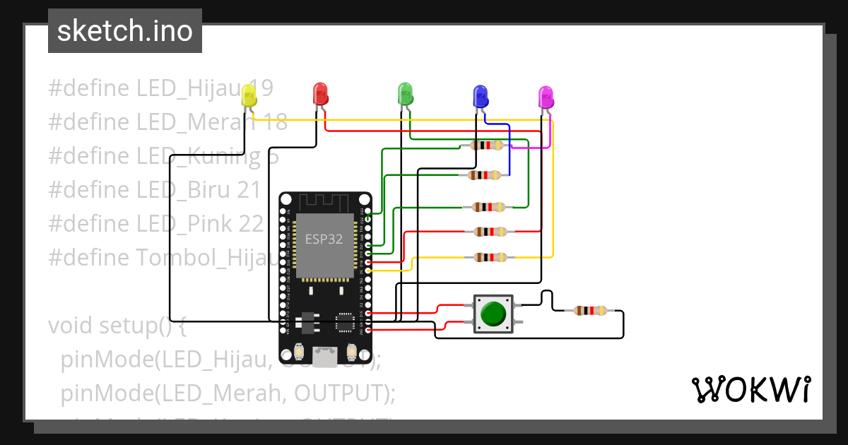 project 6 running led - Wokwi ESP32, STM32, Arduino Simulator