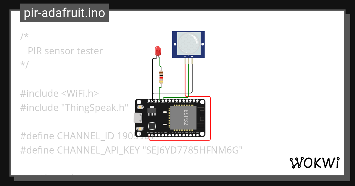 pir-adafruit.ino - Wokwi ESP32, STM32, Arduino Simulator