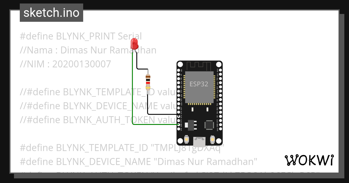 Dimas Nur Ramadhan 20200120007 Quiz 5 Wokwi Esp32 Stm32 Arduino Simulator