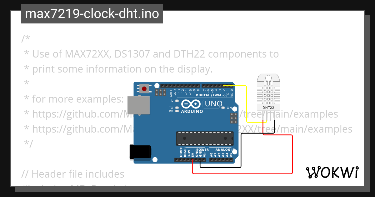 max7219-clock-dht.ino - Wokwi ESP32, STM32, Arduino Simulator