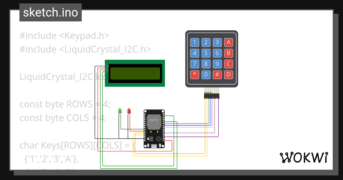 Smart Lock LCD.ino - Wokwi ESP32, STM32, Arduino Simulator
