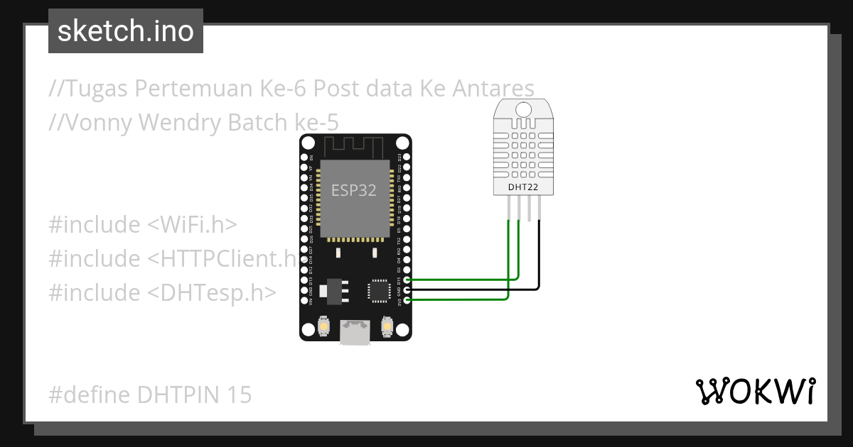 Push Data DHT22 ke antares - Wokwi ESP32, STM32, Arduino Simulator