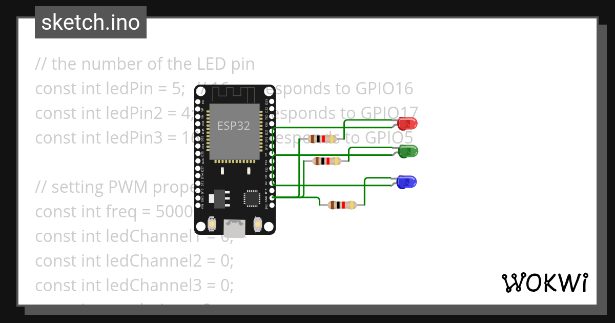 LED dimmen - Wokwi ESP32, STM32, Arduino Simulator