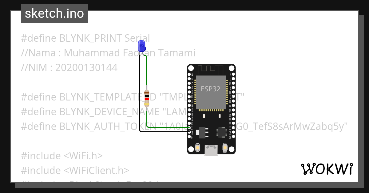 Quis 5 IoT Muhammad Faozan T. 20200130144.ino - Wokwi ESP32, STM32, Arduino Simulator
