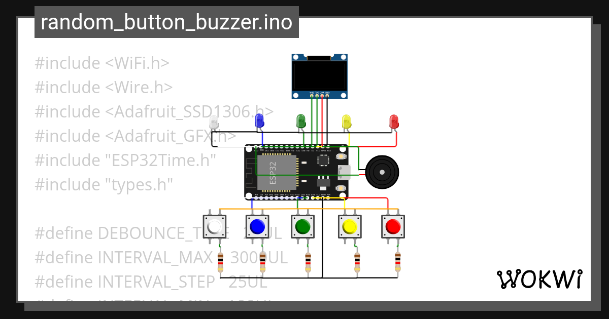 random_button_buzzer.ino - Wokwi ESP32, STM32, Arduino Simulator