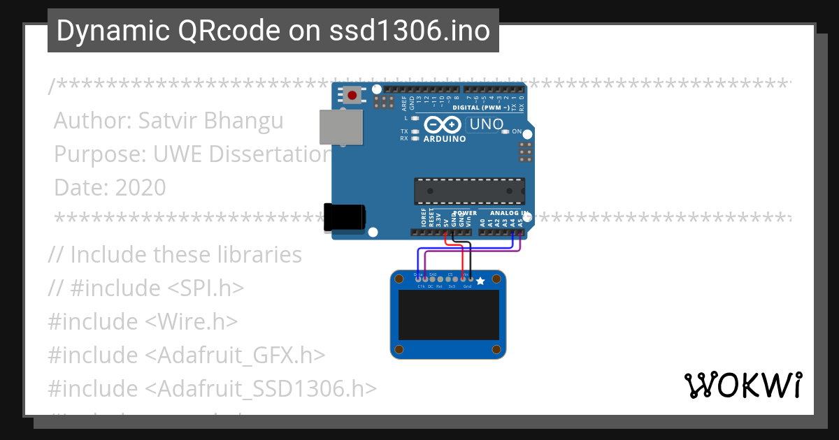 Dynamic QRcode on ssd1306.ino copy - Wokwi ESP32, STM32, Arduino Simulator