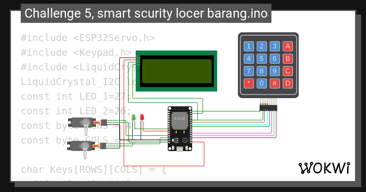 Challenge 5 Smart Scurity Locer O Wokwi Esp32 Stm32 Arduino Simulator 