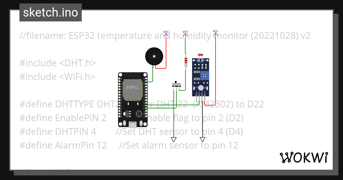 IoT W11 ESP32 WiFi and temperatuere and humidity monitor (20221125) v2 - Wokwi ESP32, STM32 ...