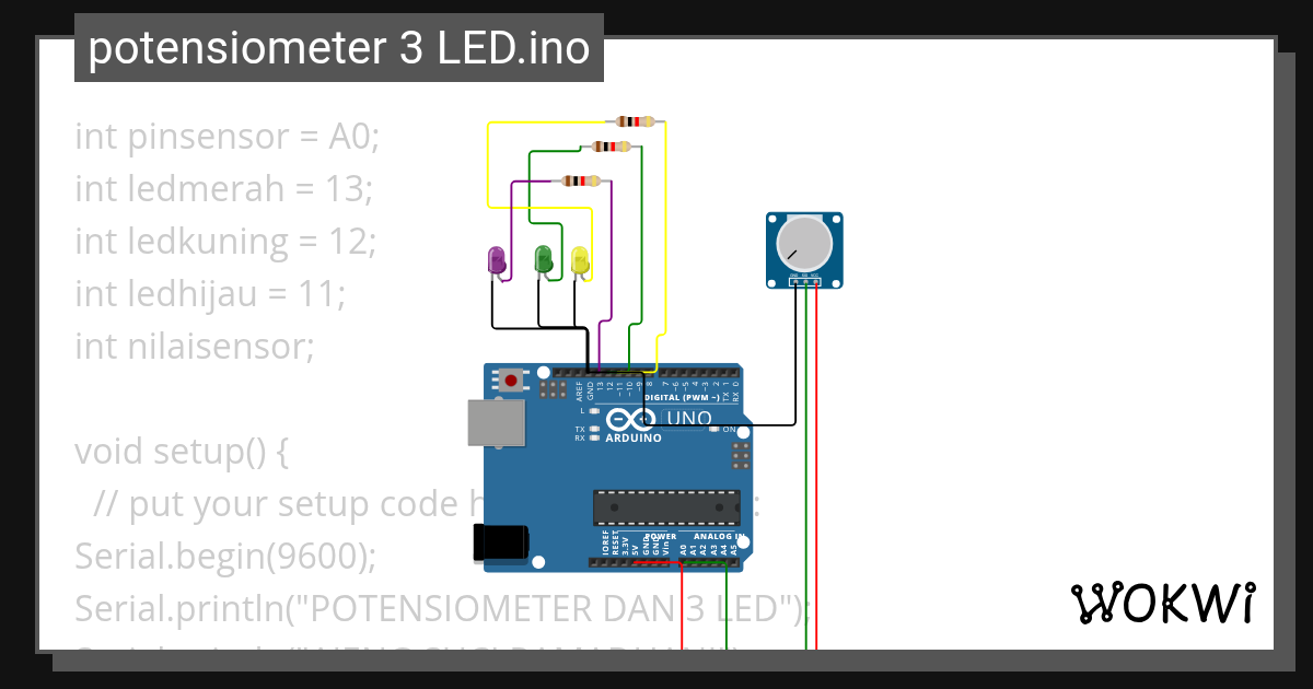 potensiometer 3 LED.ino - Wokwi ESP32, STM32, Arduino Simulator