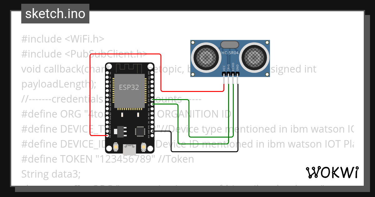 HC-SR04 Sensor.ino - Wokwi ESP32, STM32, Arduino Simulator