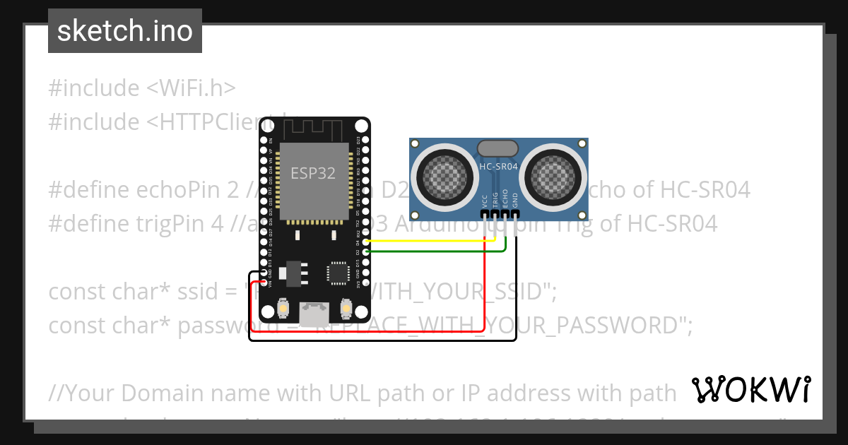 distance hc-sr04 - Wokwi ESP32, STM32, Arduino Simulator