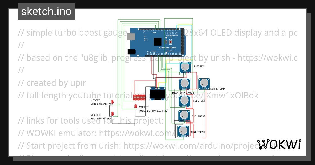 Golf Mk1 HUD MEGA - Wokwi ESP32, STM32, Arduino Simulator