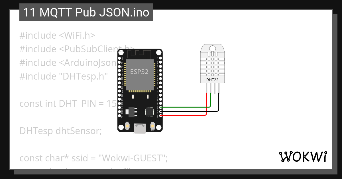 11 MQTT Pub JSON.ino - Wokwi ESP32, STM32, Arduino Simulator