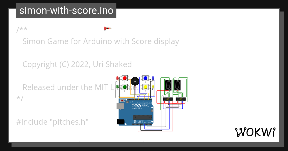 simon-with-score.ino - Wokwi ESP32, STM32, Arduino Simulator