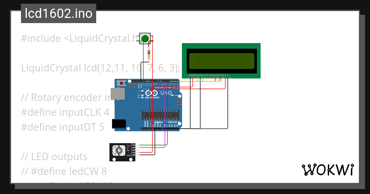 lcd1602.ino - Wokwi ESP32, STM32, Arduino Simulator