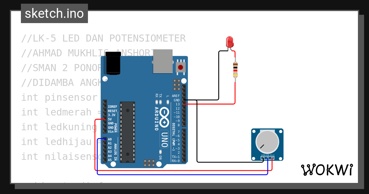 LED dan Potensiometer - Wokwi ESP32, STM32, Arduino Simulator LED dan Potensiometer - Wokwi ESP32, STM32, Arduino Simulator