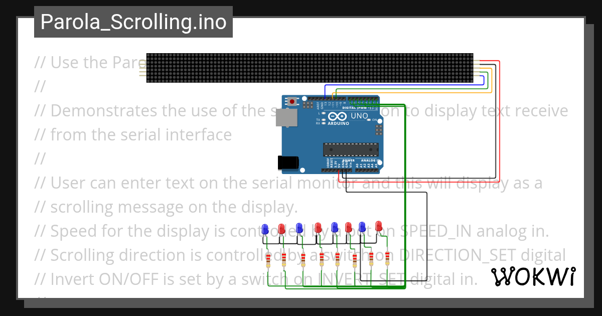 Parola_Scrolling.ino copy - Wokwi ESP32, STM32, Arduino Simulator