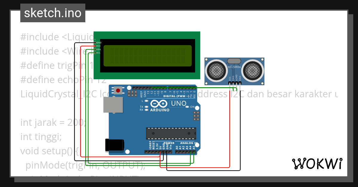 pengukur tinggi badan - Wokwi ESP32, STM32, Arduino Simulator