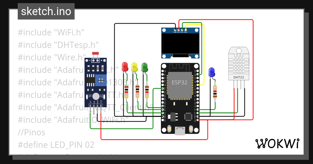 OLED com LDR - Wokwi ESP32, STM32, Arduino Simulator