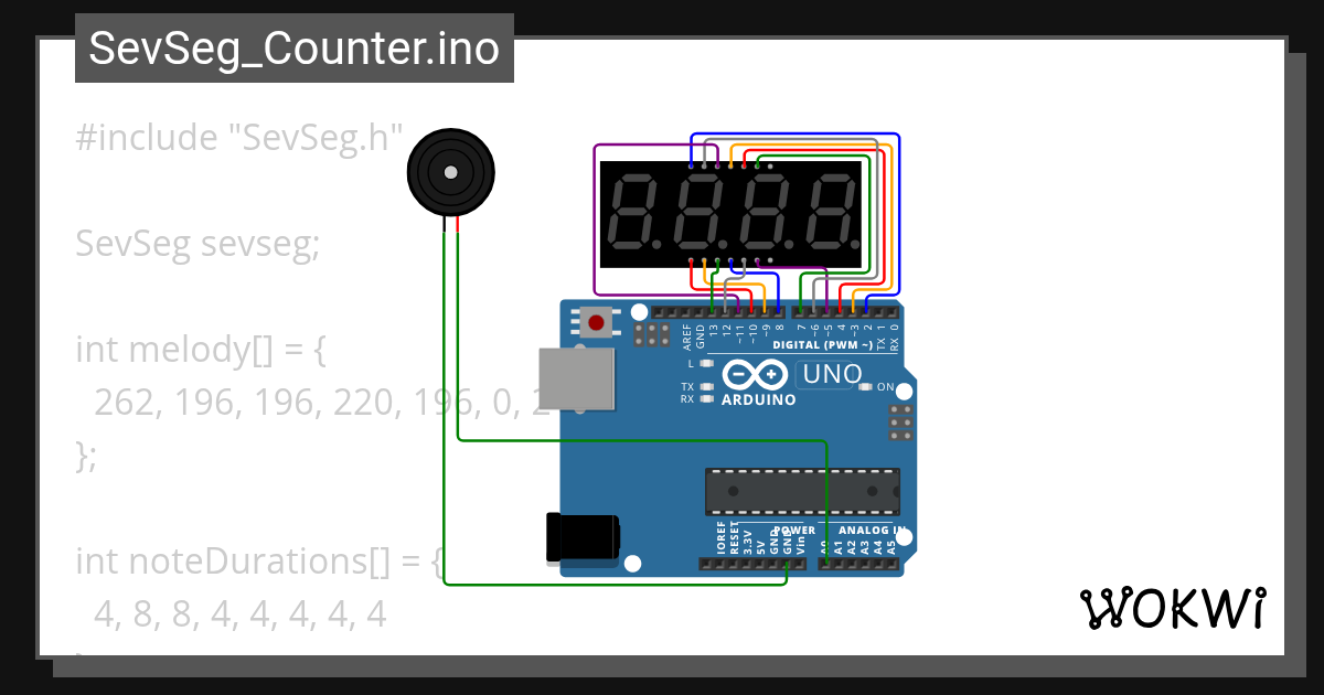 SevSeg_Counter.ino copy - Wokwi ESP32, STM32, Arduino Simulator