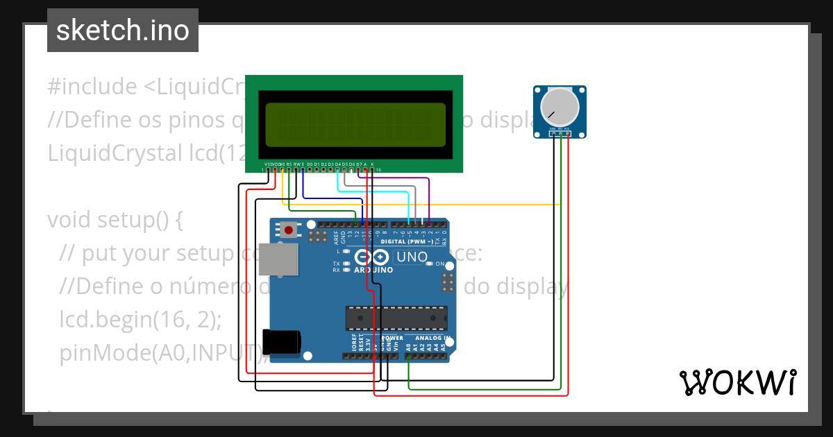 LCD 16x2.ino - Wokwi ESP32, STM32, Arduino Simulator