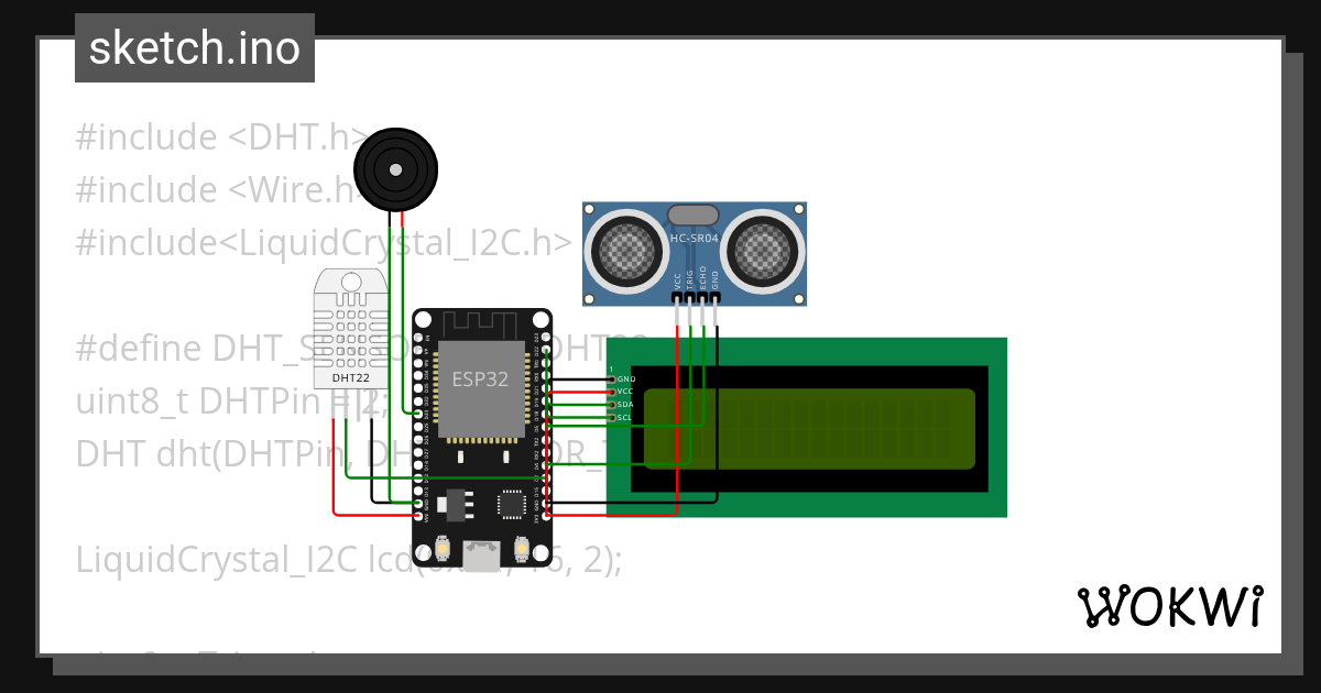 Arduino-DHT22-LCD16x2-UltraDistance copy - Wokwi ESP32, STM32, Arduino Simulator