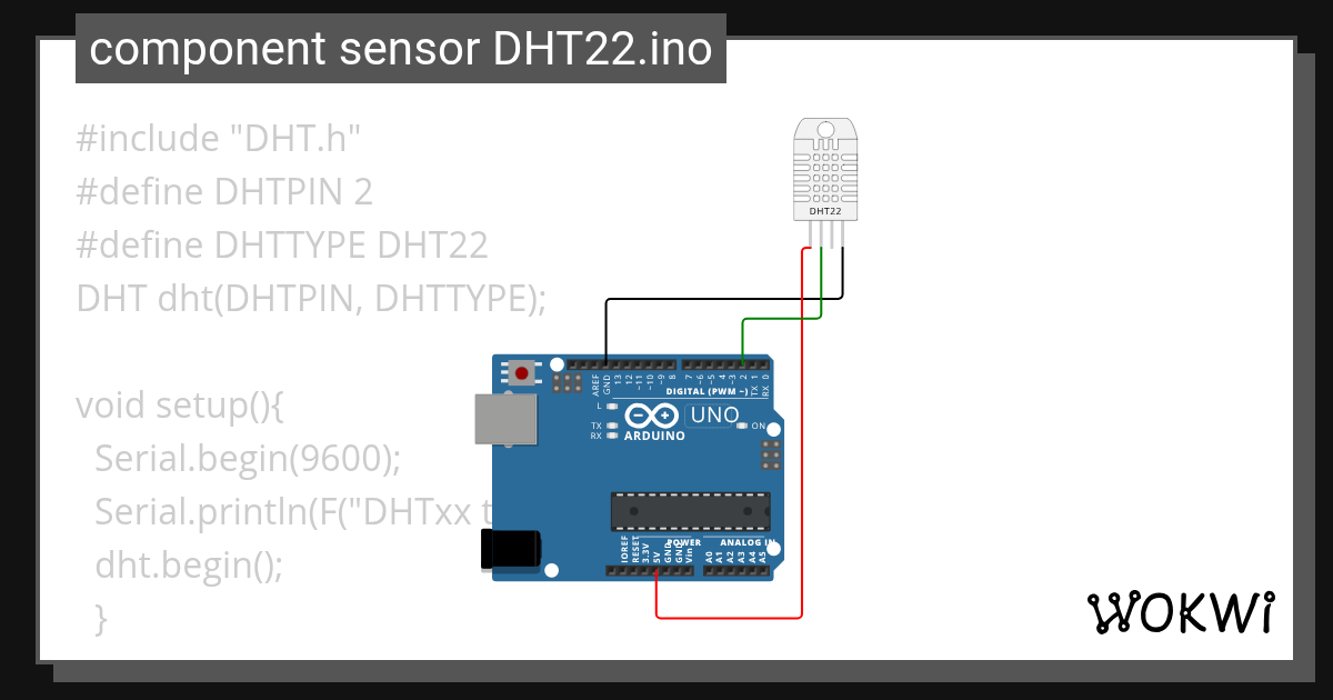 component sensor DHT22.ino - Wokwi ESP32, STM32, Arduino Simulator