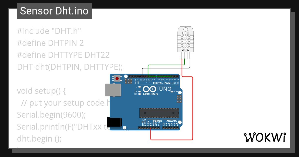Sensor Dht.ino - Wokwi ESP32, STM32, Arduino Simulator