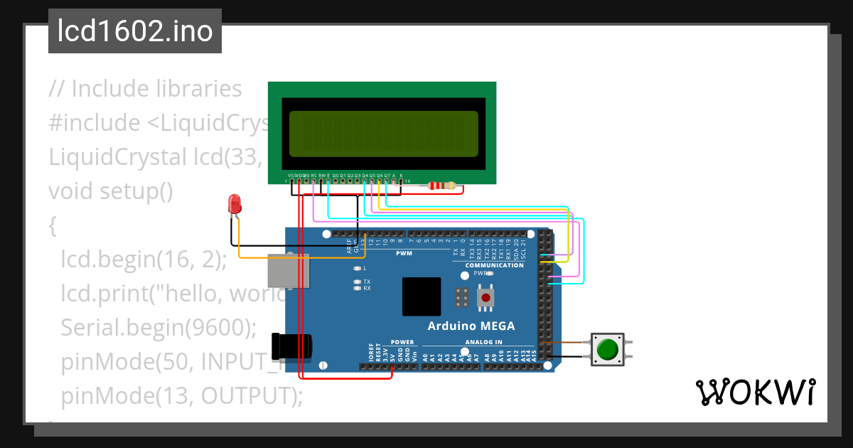 lcd1602.ino copy - Wokwi ESP32, STM32, Arduino Simulator