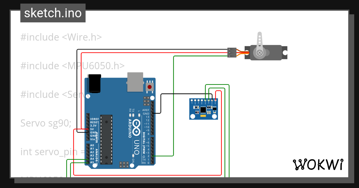 g9-servoGyroscopeAccellerometer.ino - Wokwi ESP32, STM32, Arduino Simulator